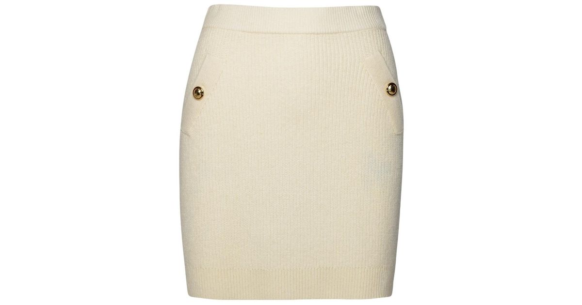 MICHAEL Michael Kors Ribbed Stretched Mini Skirt in Natural | Lyst