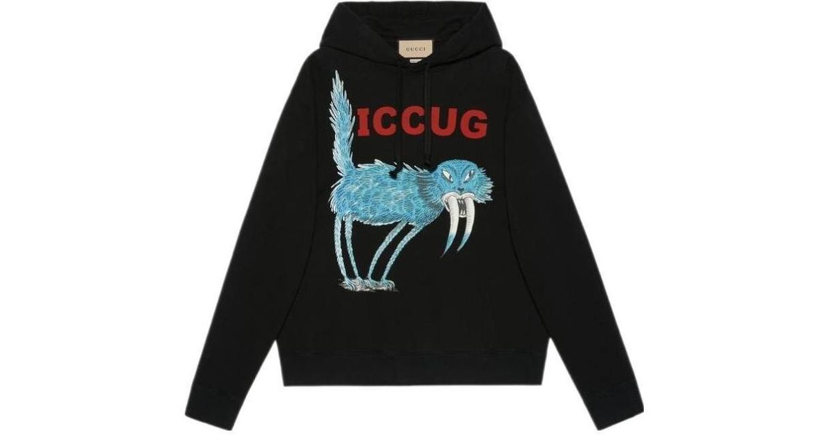 Gucci X Freya Hartas Iccug-Print Hoodie in Black for Men | Lyst