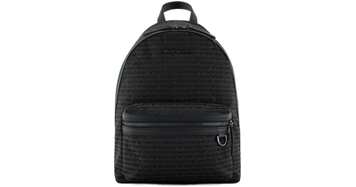Emporio Armani Jacquard Backpack in Black for Men | Lyst