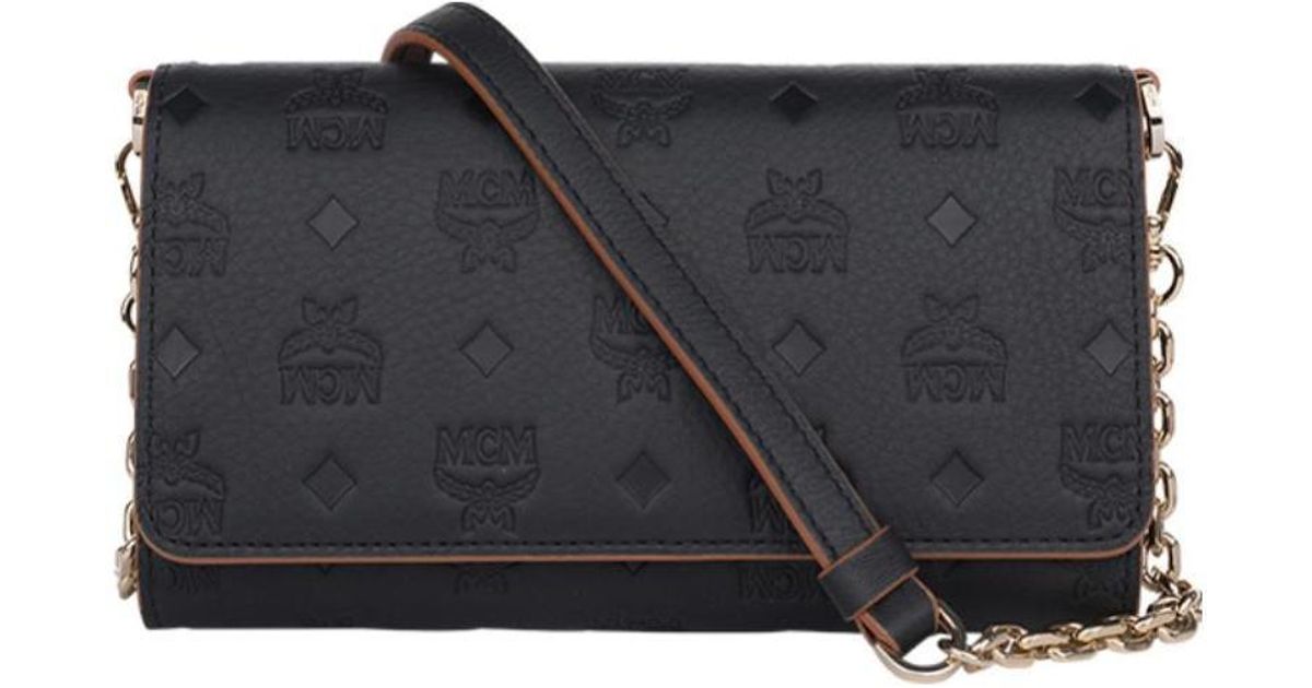 MCM Logo Details Satchel in Black | Lyst