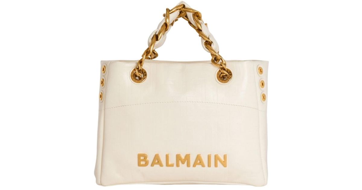 Balmain Alphabet Shoulder Bag in Natural | Lyst