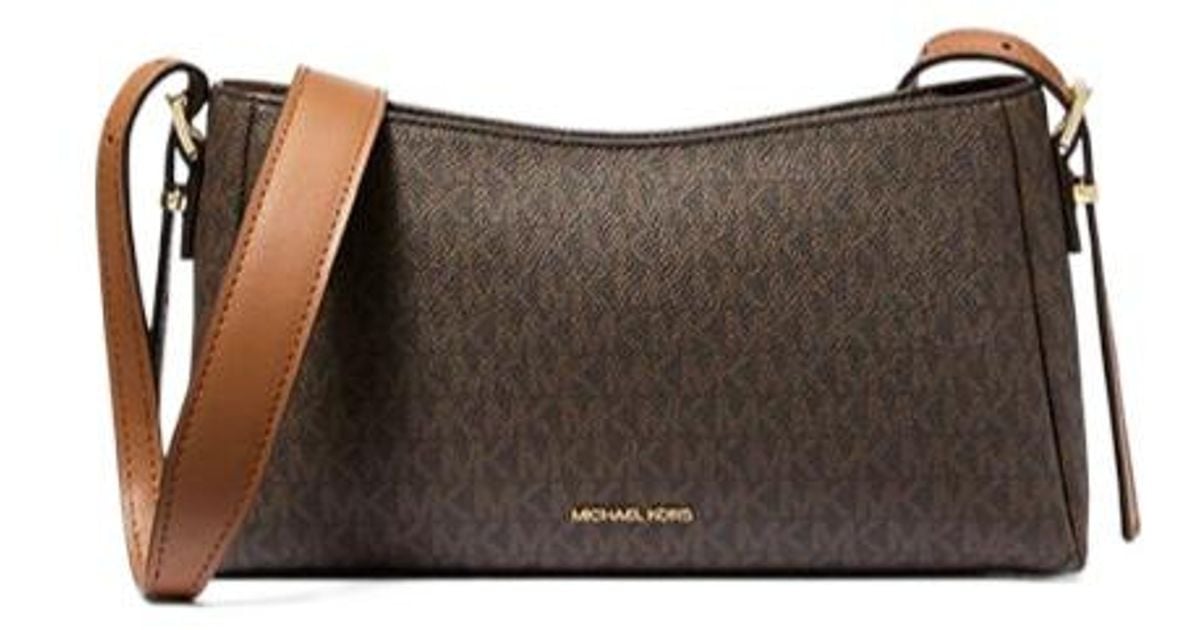 MICHAEL Michael Kors Moore Medium Iconic Logo Crossbody Bag in Brown | Lyst