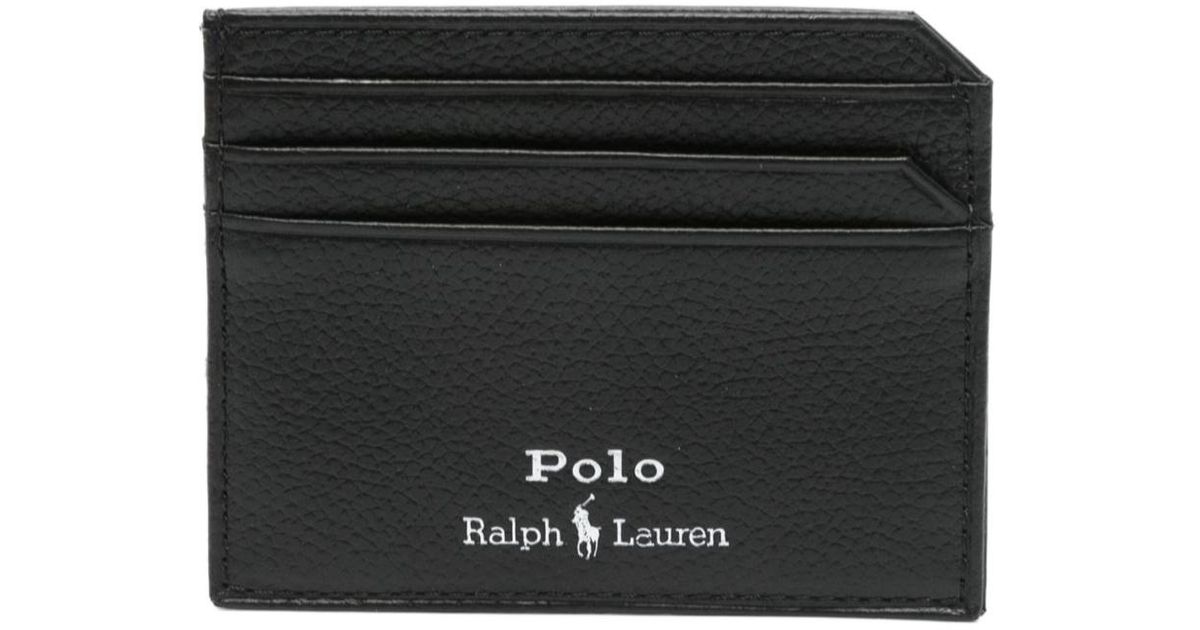 Polo Ralph Lauren Grained Leather Card Holder in Black for Men | Lyst