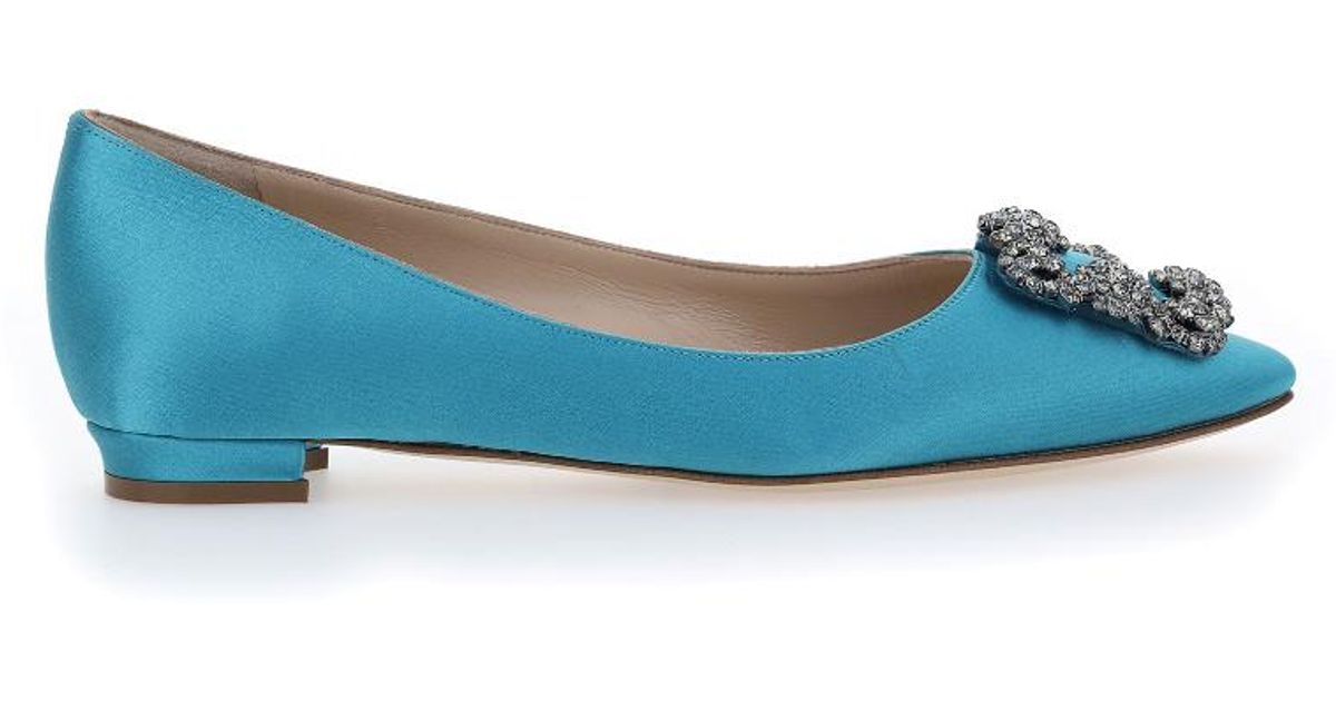 Manolo Blahnik Logo Ballet Shoes in Blue | Lyst
