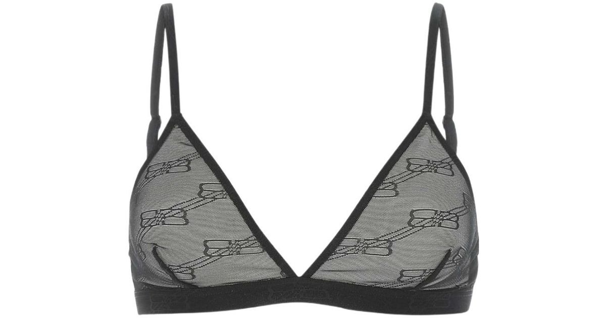 Balenciaga All-Over Logo Embellished Triangle Bra in Black | Lyst