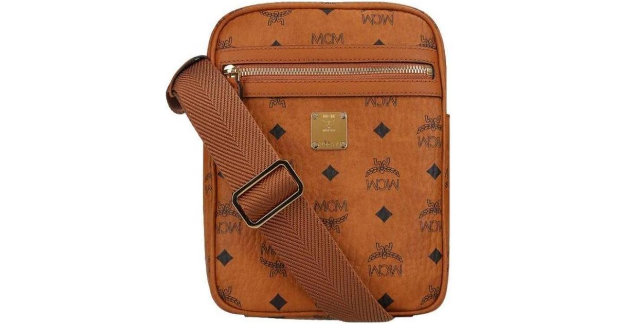 MCM Logo Plaque Monogram Print Crossbody Bag in Brown for Men | Lyst