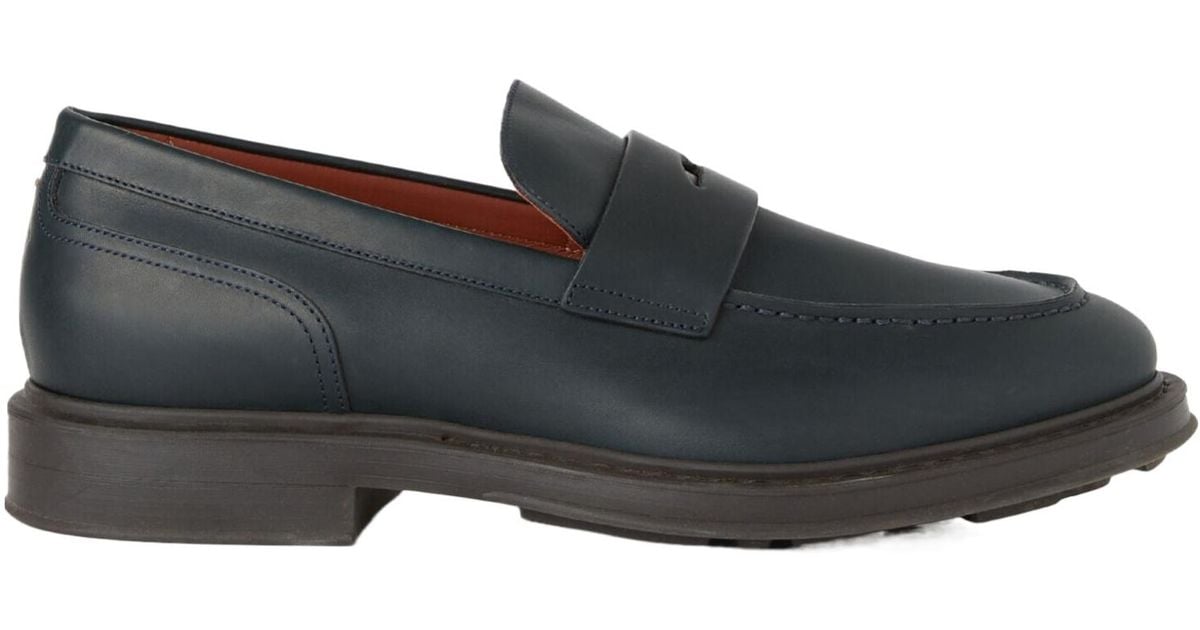 Loro Piana Travis Penny-Slot Leather Loafers in Black for Men | Lyst