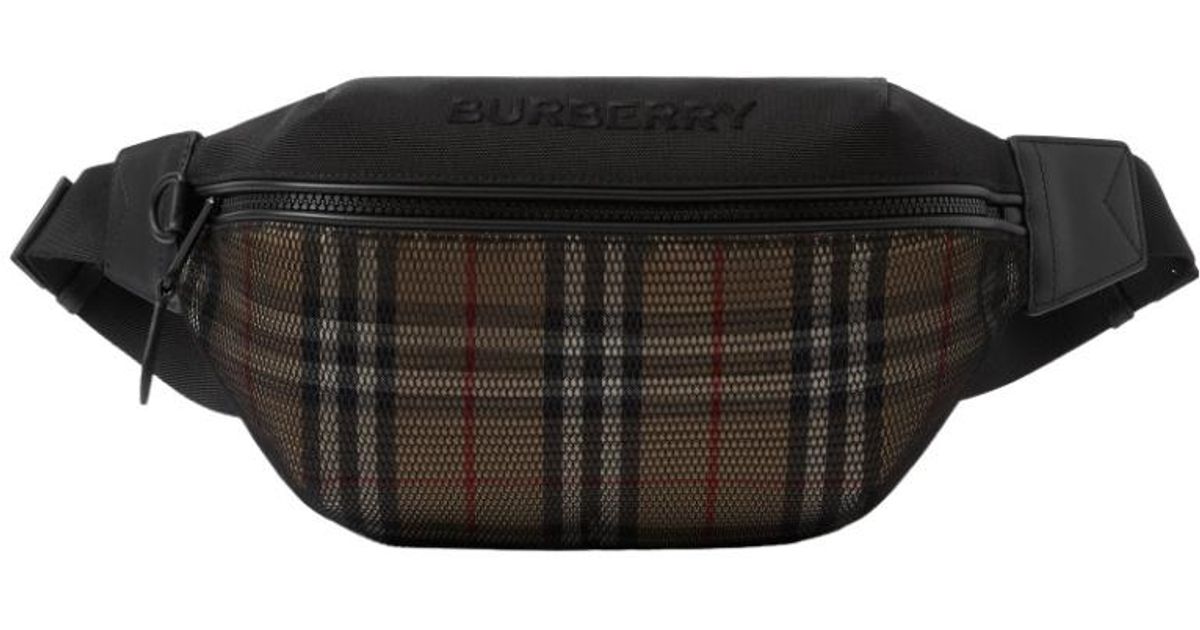 Burberry Sonny Check-Print Belt Bag in Black for Men | Lyst