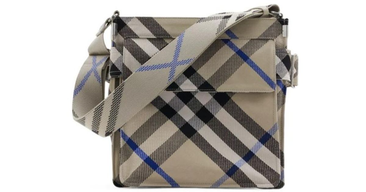 Burberry Small Trench Checked Tote Bag in Gray for Men | Lyst