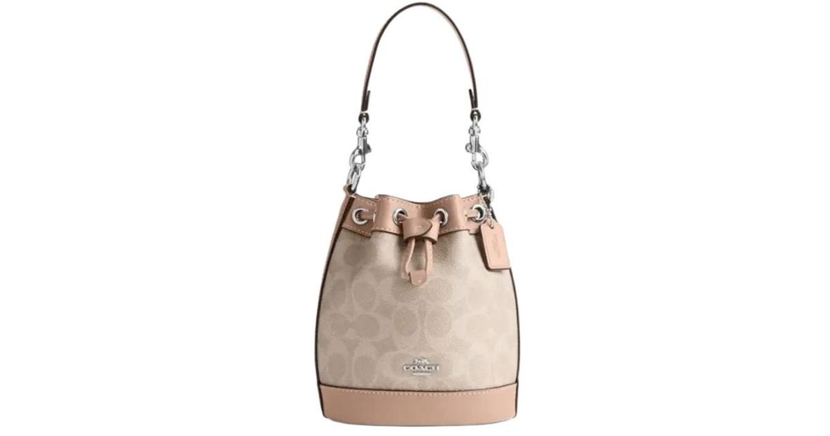 COACH Classic Canvas Mini Bucket Bag in Natural | Lyst