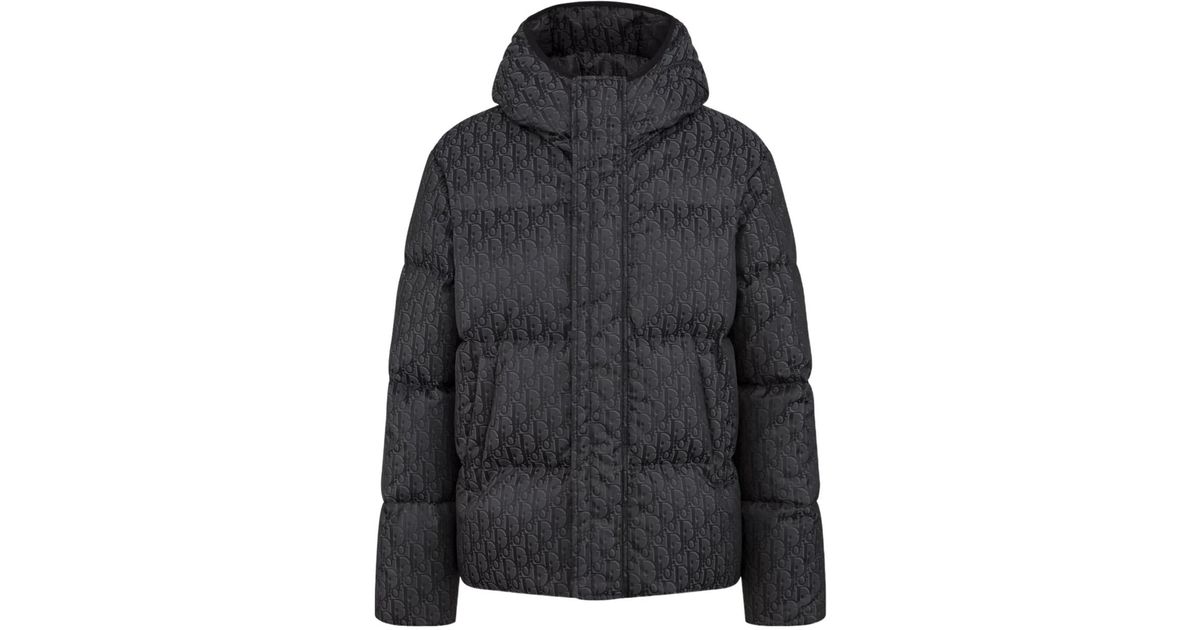 Dior Oblique Hooded Quilted Down Jacket in Black for Men | Lyst