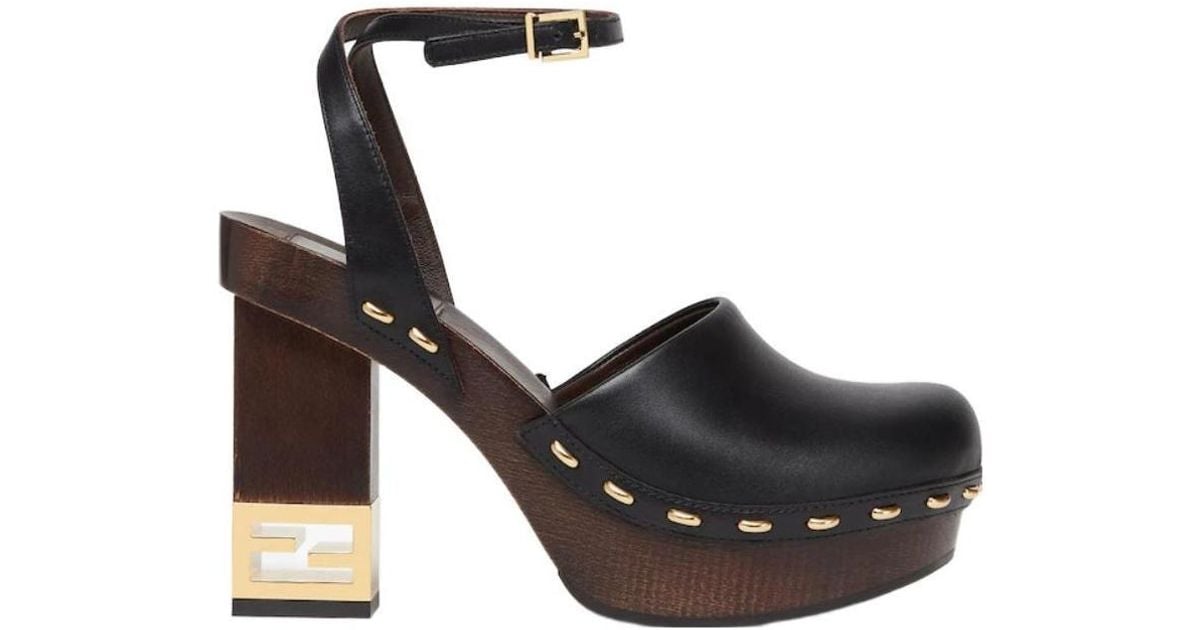 Fendi Open-Toed High Heels in Black | Lyst