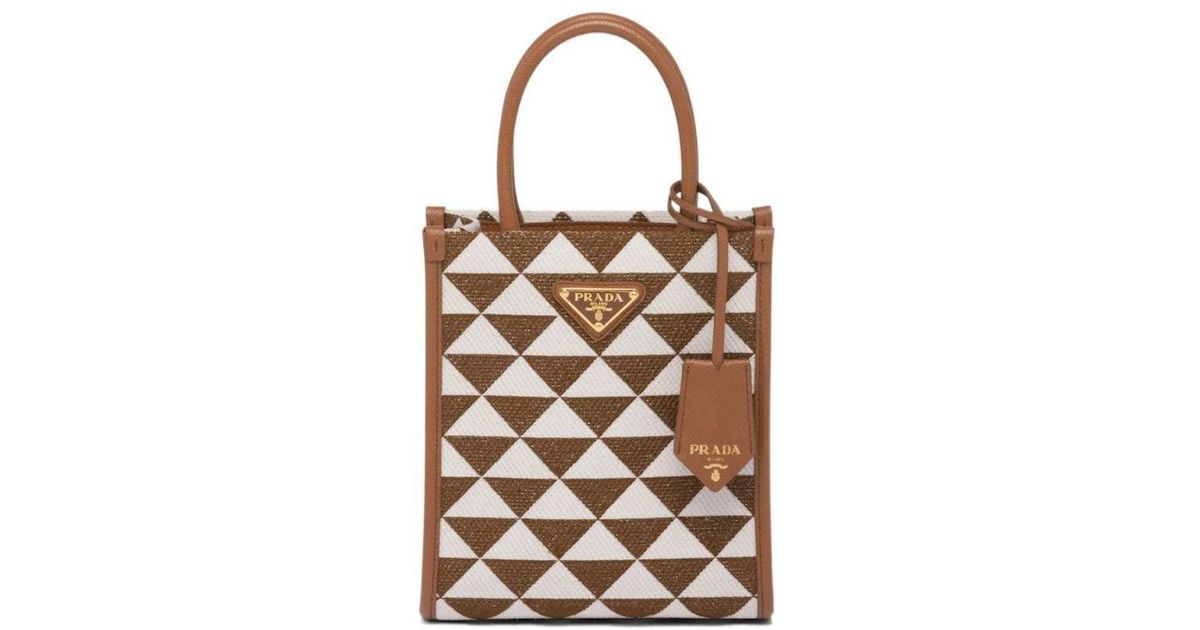 Prada Symbole Jacquard Fabric Micro Bag in White | Lyst