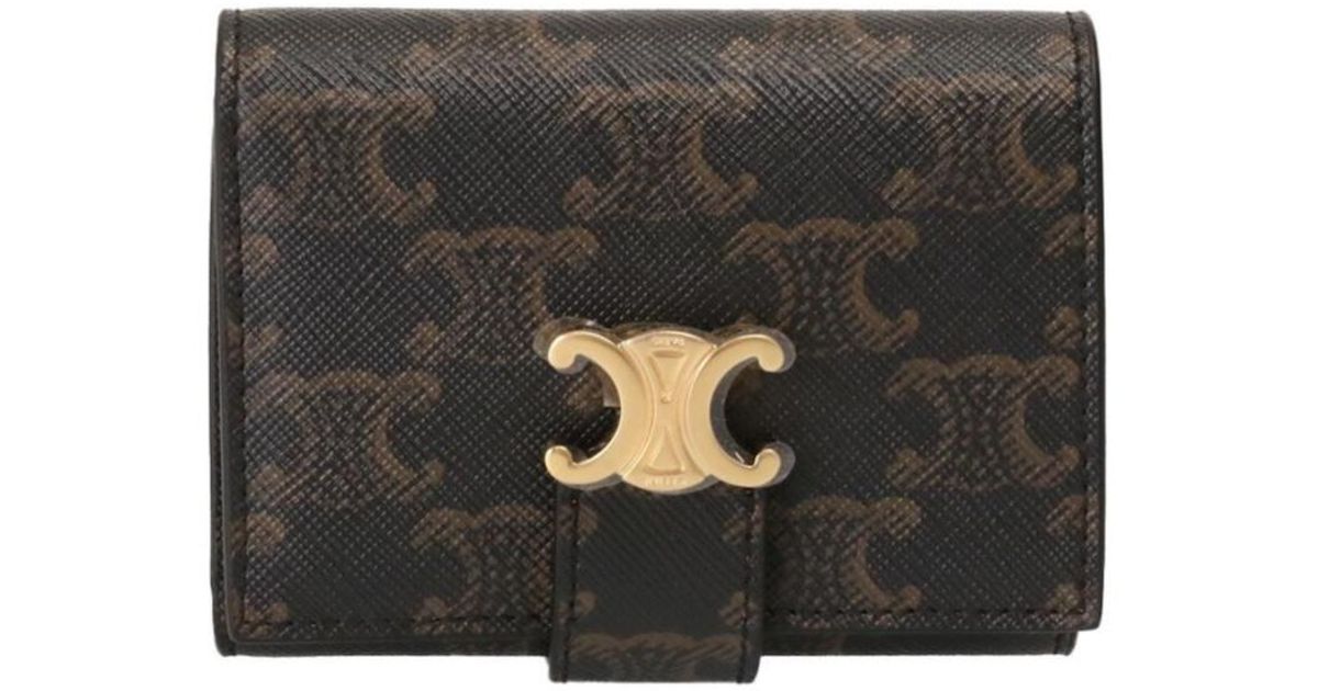 Celine Three-Fold Wallet in Black | Lyst