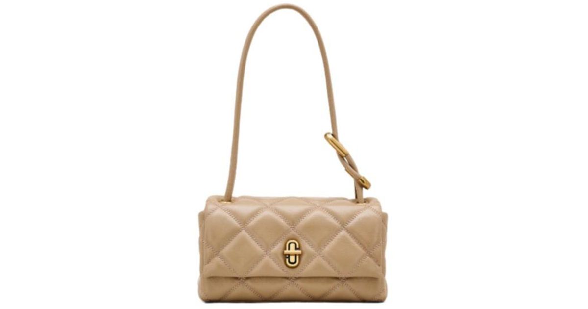 Marc Jacobs The Quilted Leather Mini Dual Shoulder Bag in Natural | Lyst