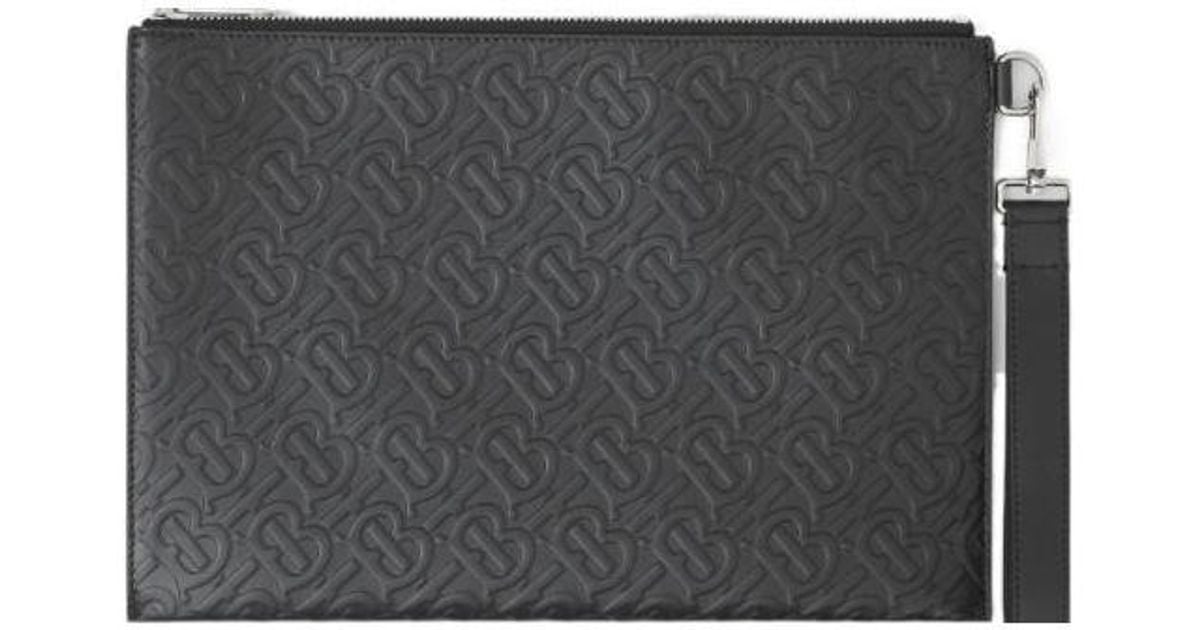 Burberry Classic Logo Zipper Handbag in Black for Men | Lyst