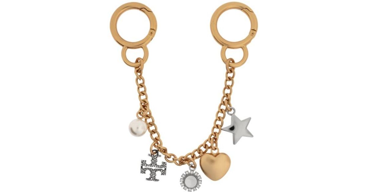 Tory Burch Charm-Detail Keyring in Metallic | Lyst