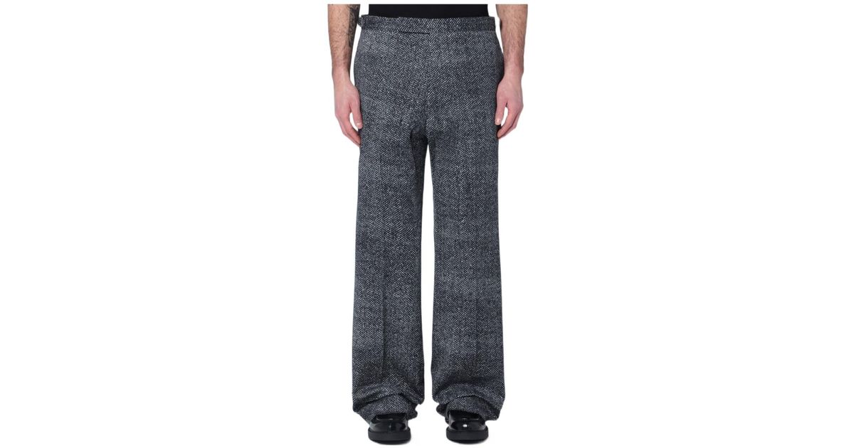 Prada Herringbone Chinos in Gray for Men | Lyst
