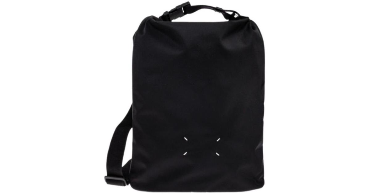 Maison Margiela Logo Detailed Roll-Up Backpack in Black for Men | Lyst