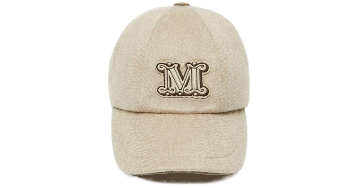 Max Mara Cashmere Drap Baseball Cap in White | Lyst UK