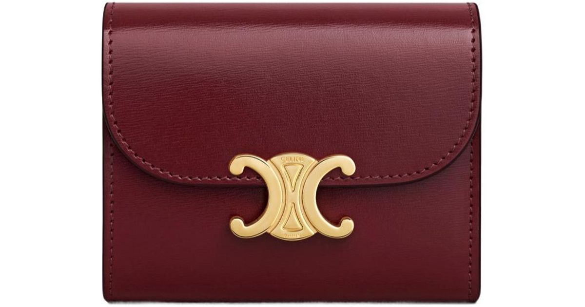 Celine Small Flap Wallet Triomphe in Red | Lyst
