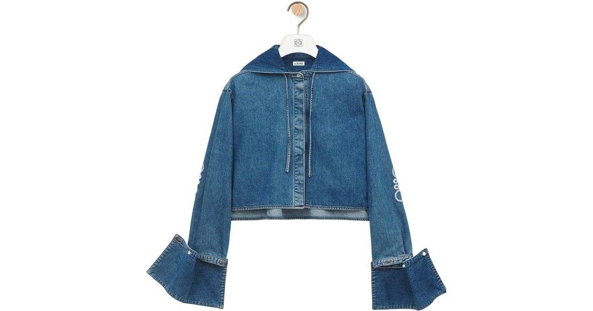 Loewe Logo-Appliqué Denim Jacket in Blue | Lyst