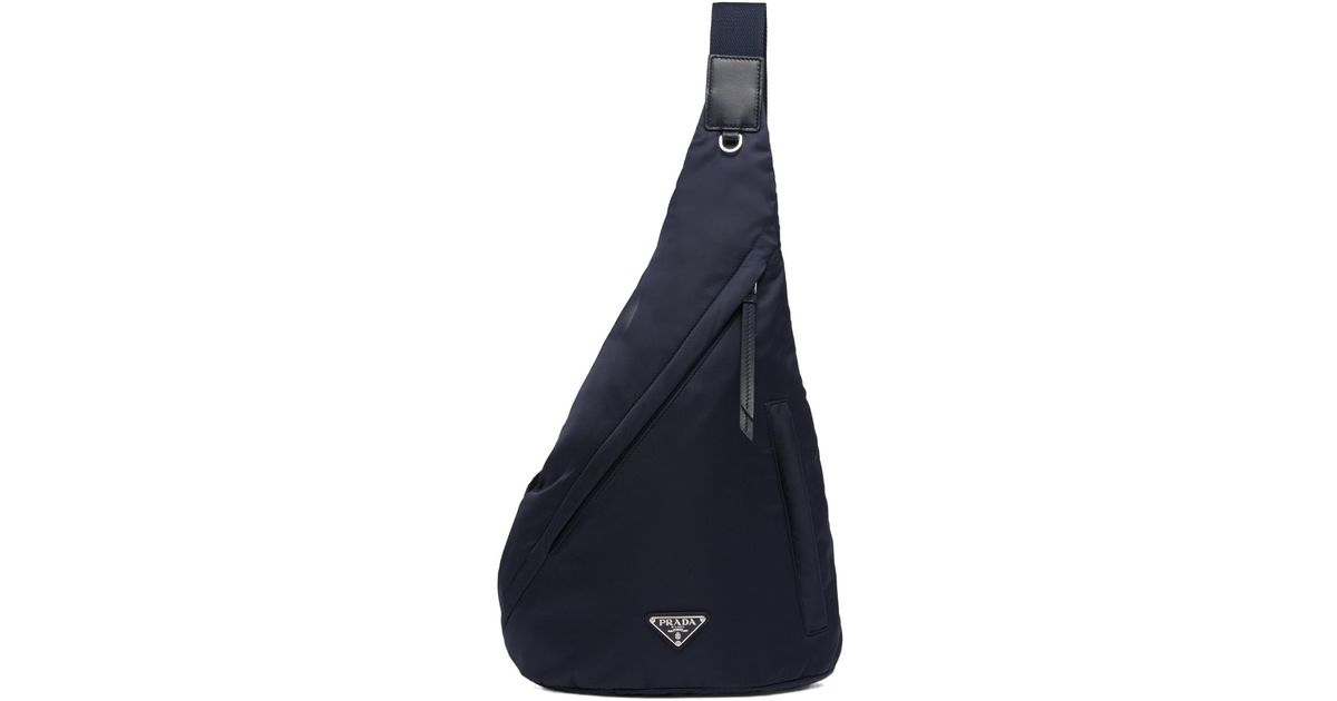 Prada Re-Nylon And Leather Backpack in Blue for Men | Lyst
