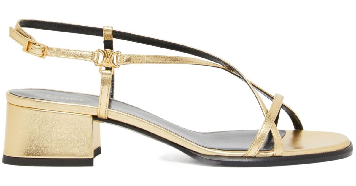 Celine Clemence Buckle High-Heeled Sandals in Natural | Lyst