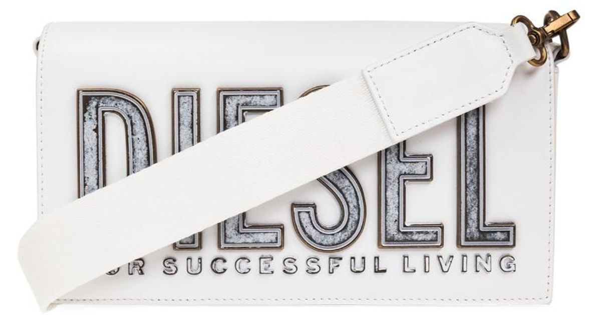 DIESEL Logo-Lettering Foldover Tote Bag in Metallic | Lyst