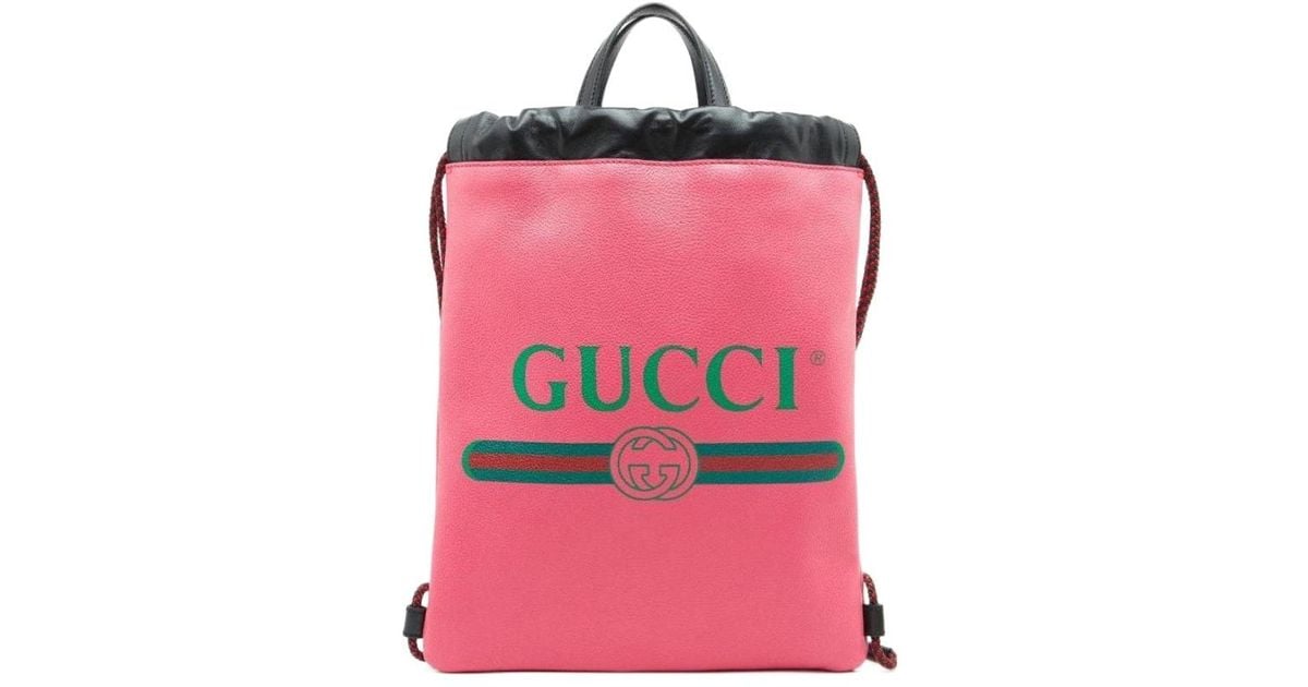 Gucci Logo Drawstring Shoulder Bag in Pink | Lyst
