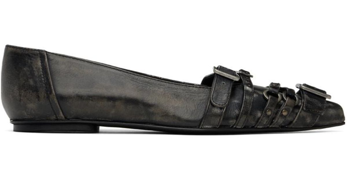 Acne Studios Pin-Button Ballet Flats in Black | Lyst