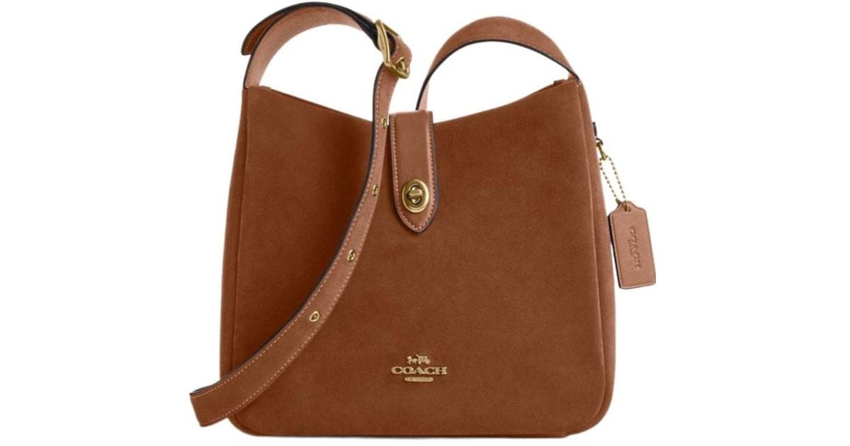 COACH Hadley Convertible Crossbody Bag In Suede in Brown | Lyst