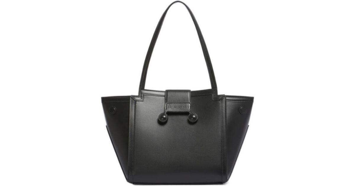 Marni Leather Mini Riviera Bag in Black | Lyst