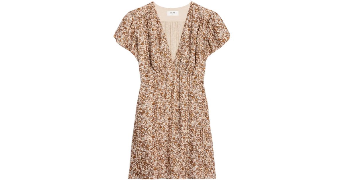 Celine Pattern Dress in Natural | Lyst