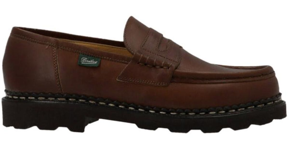 Paraboot Logo Loafers in Brown for Men | Lyst