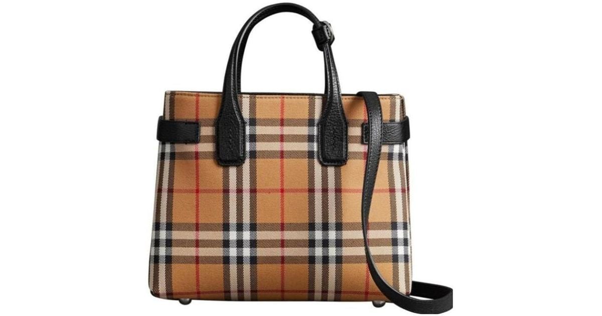 Burberry Vintage Check Banner Bag in Brown | Lyst