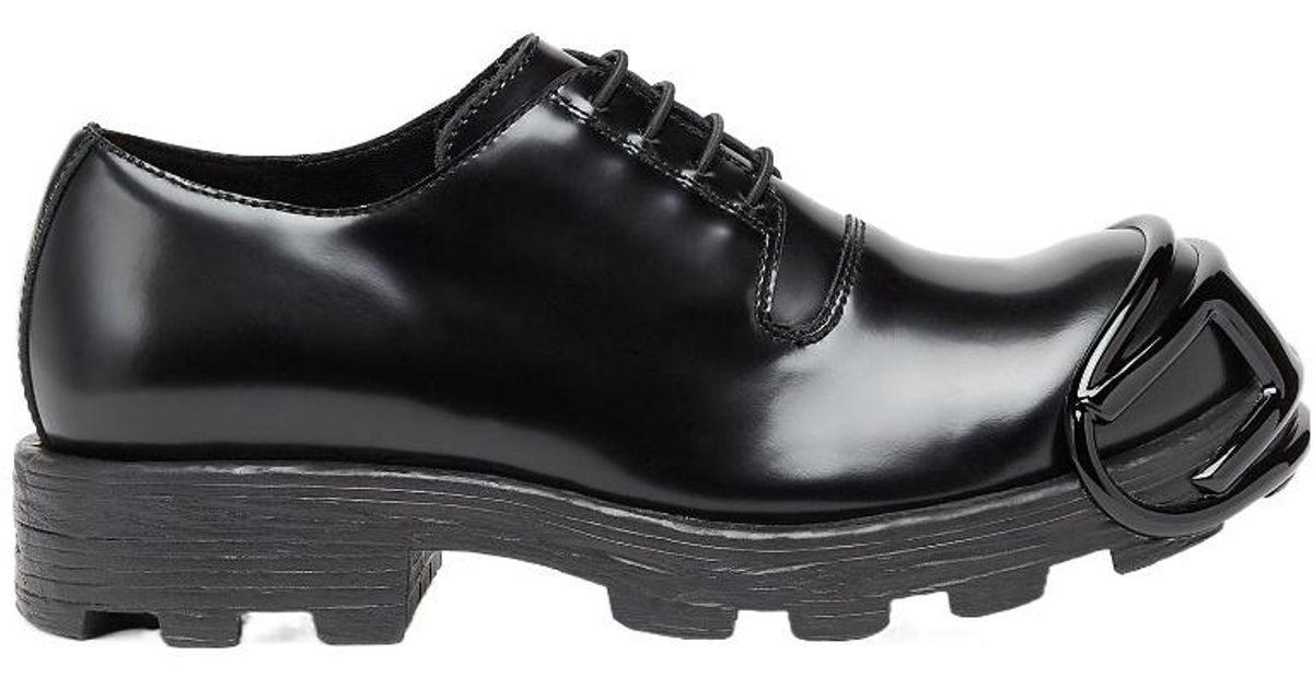 DIESEL D-Hammer Patent-Finish Lace-Up Shoes in Black for Men | Lyst