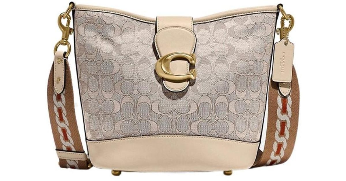COACH Tali Logo-Jacquard Bucket Bag in Natural | Lyst