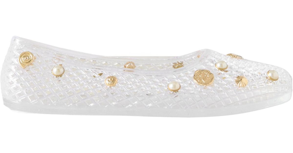 Ancient Greek Sandals Iro Trimmed Openwork Rubber Ballet Flats in White ...