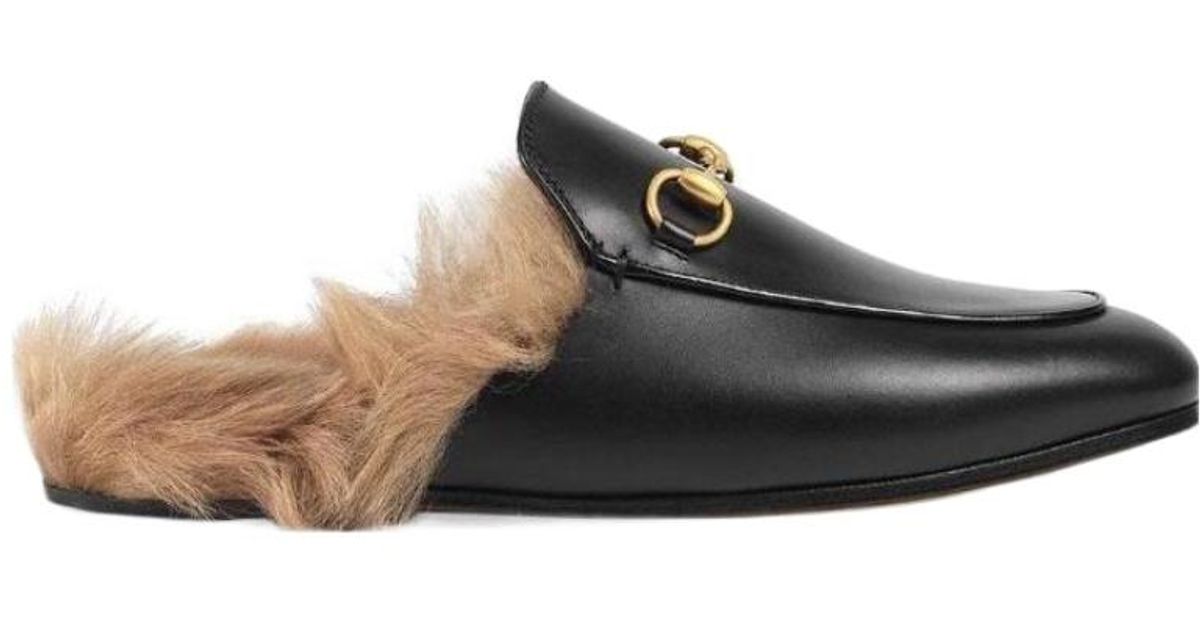 Gucci Princeton Fur Mules in Brown | Lyst