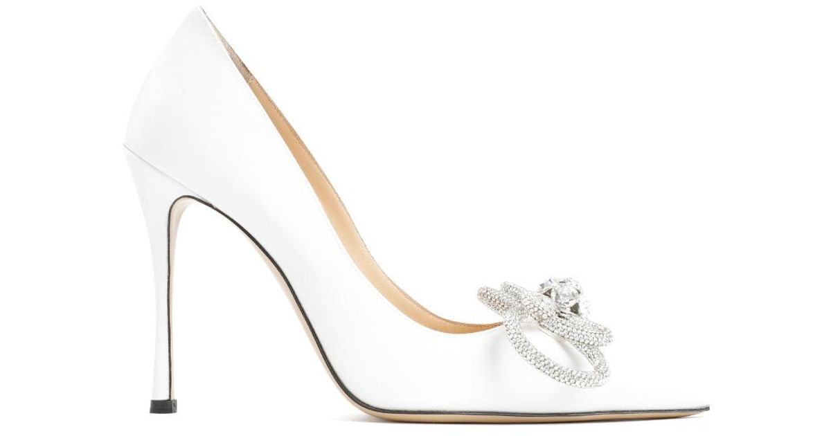 Mach & Mach Double Bow 110Mm Satin Pumps in White | Lyst