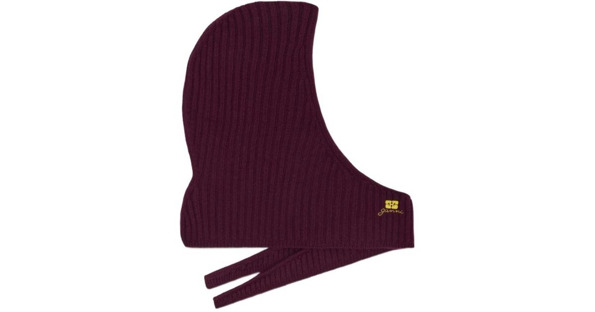 Ganni Burgundy Wool Mix Balaclava in Purple | Lyst