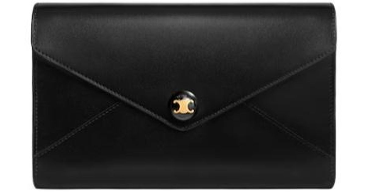Celine Envelope Wallet On Chain in Black | Lyst
