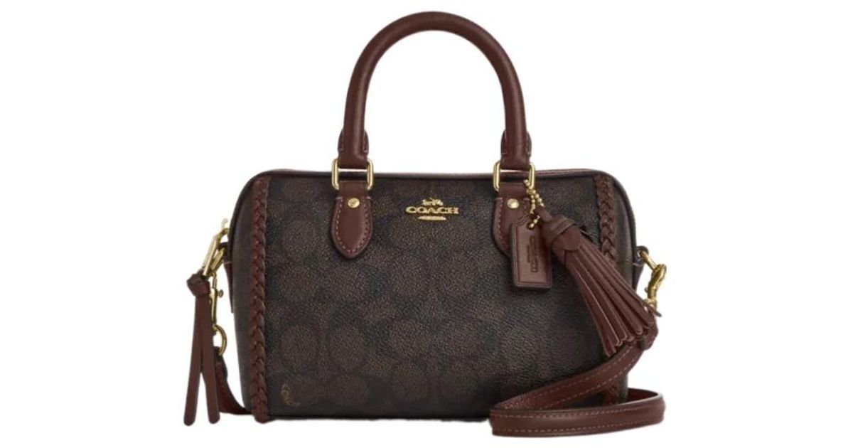 COACH Mini Rowan Crossbody Bag in Brown | Lyst