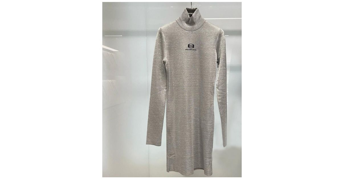Balenciaga Unity Sports Icon-Embroidered Minidress in Gray | Lyst