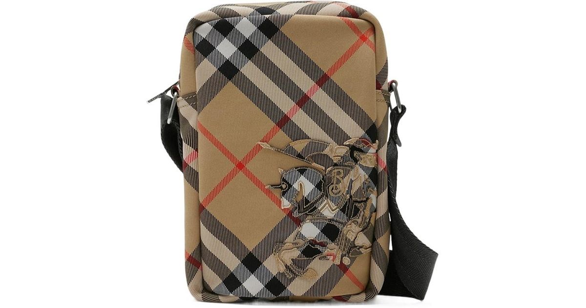 Burberry Check Mobile Phone Bag in Green for Men | Lyst