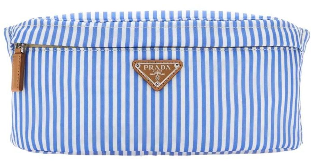 Prada Striped-Pattern Belt Bag in Blue for Men | Lyst