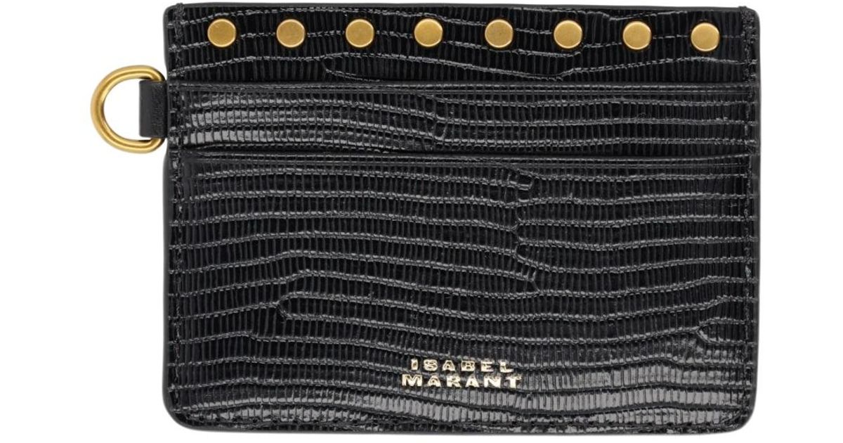Isabel Marant Oskan Embossed Card Holder in Black | Lyst