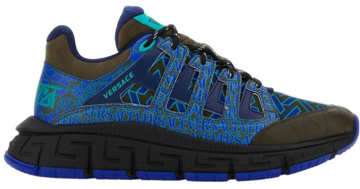 Versace Trigreca Panelled Chunky Sneakers in Blue for Men | Lyst