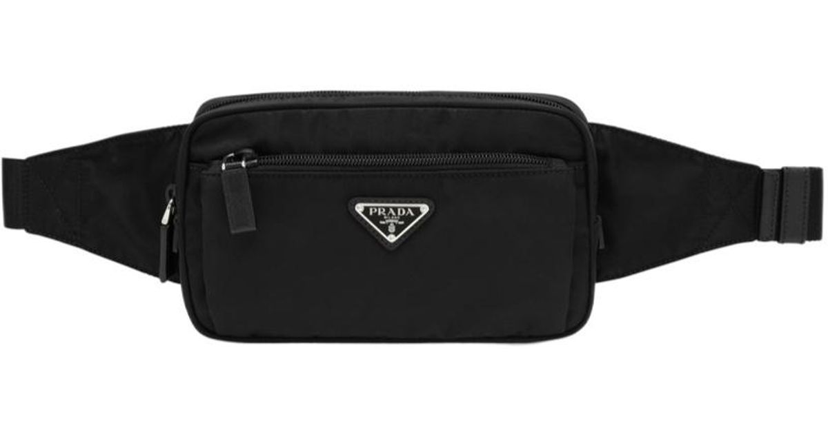 Prada Logo Nylon Waist Pack in Black for Men | Lyst
